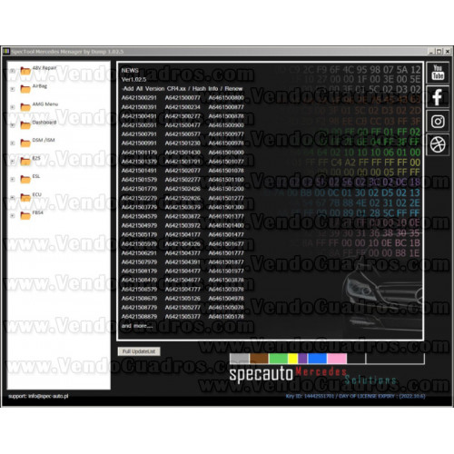 SPEC-AUTO - MERCEDES BENZ MENAGER USB - AIRBAG / MENÚ AMG / DASH / DSM / ISM / EZS / ESL / ECU ...